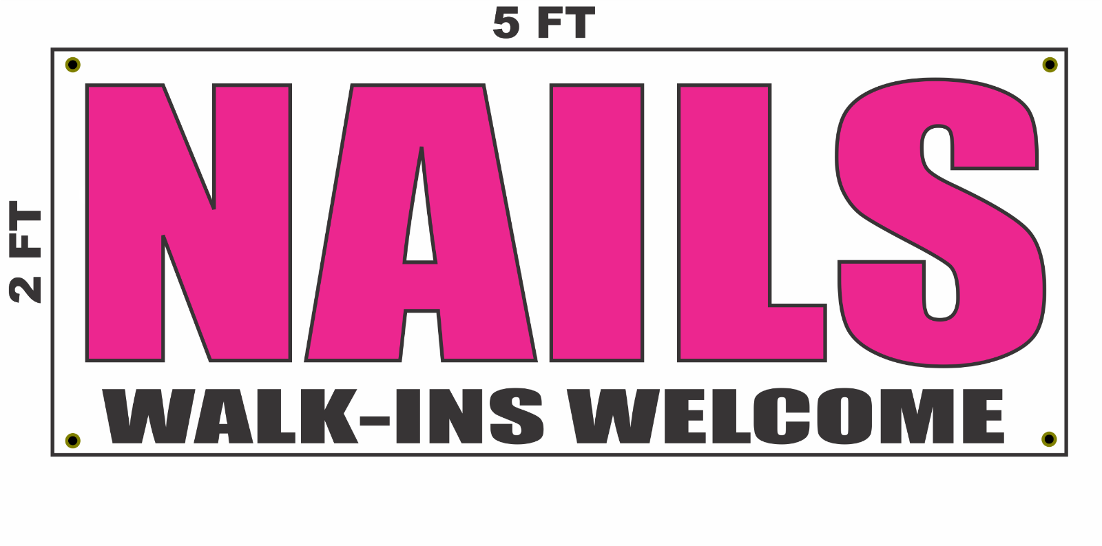 NAILS WALK-INS WELCOME Banner Sign 2x5 Bright Magenta Pink Salon | eBay