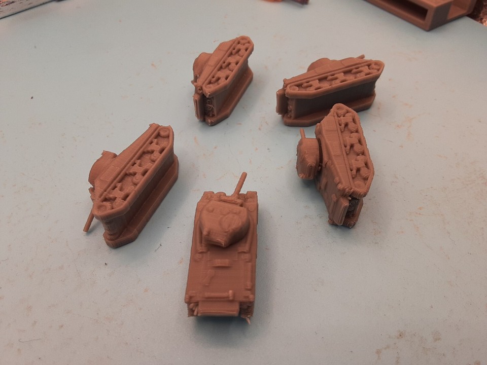 WW2 1/200 WWII Sherman Medium Tank Platoon 3D Printed Unpainted 5 Tanks ...