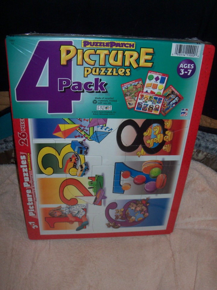 Puzzle Patch Farm Animals, Numbers, 4 Picture Tray Puzzles 25 Pieces ...