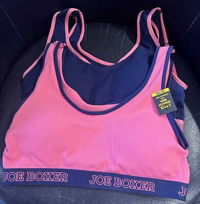 Joe Boxer 2 pack Seamless Comfort Bra Set Plus Size 1X Pink/ Blue ...