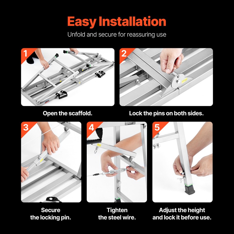 Work Platform Adjustable Height Portable Scaffolding Platform 880 lb ...