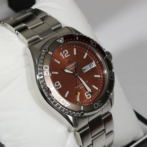 Orient Mako III Red Dial Automatic Men's Stainless Steel Watch RA ...