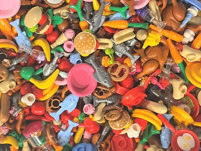 LEGO MINIFIGURE FOOD PIECES (BULK LOT OF 50) FRUIT MEAT DRINKS VEGGIES ...