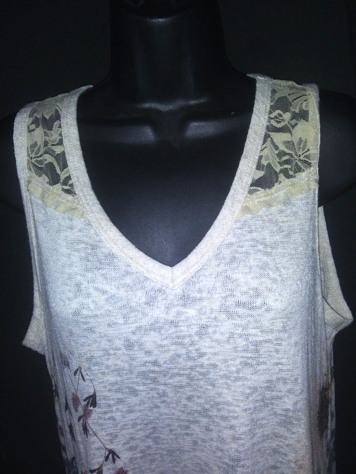 VOCAL~S~Sleeveless Heathered Floral Wildflowers Lace Inset Knit Dress ...