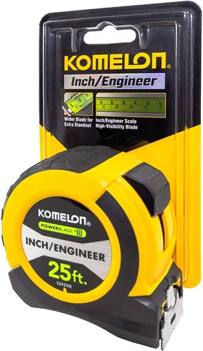 25Ft High Visibility Tape Measure Dual End Hook Inch Engineer Scales ...