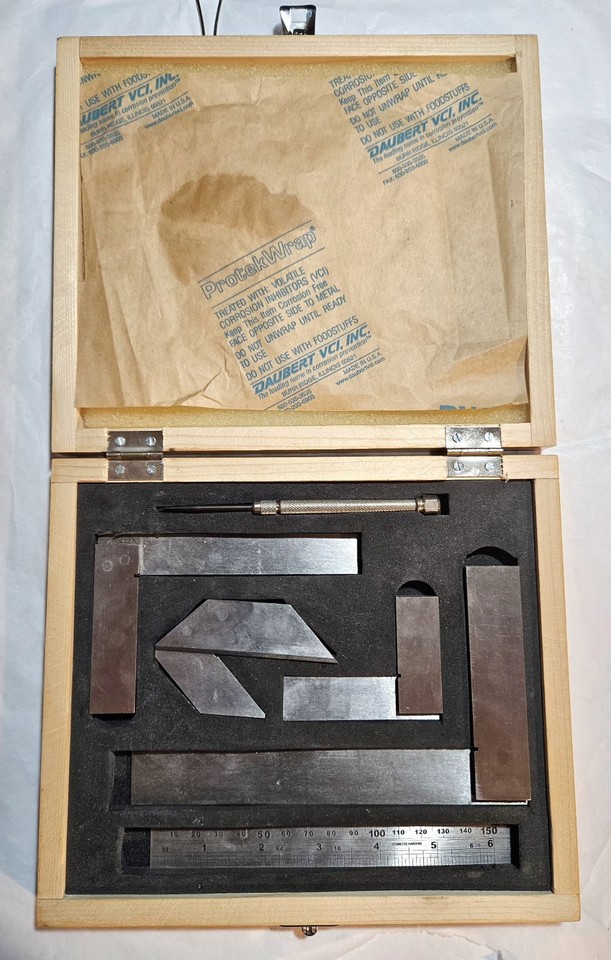 Grizzly Machinist's 2", 3", 4", 6" Squares, Scribe, Ruler H2993 Set in ...