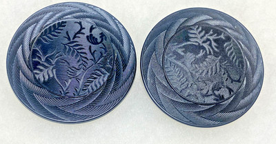 2 X Large Spectacular Antique Victorian Black Glass Cloak Buttons 2+1/4 ...