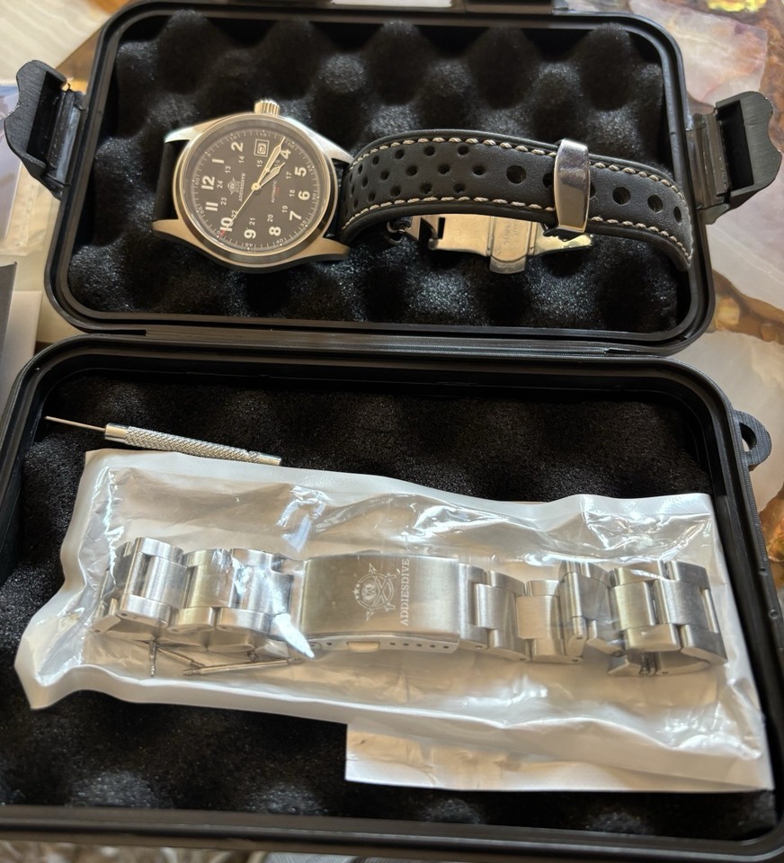 Addiesdive AD2048 Hamilton Khakis Field Automatic Homage 200 Meter Dive ...