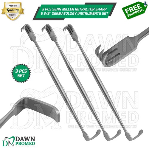 3 Pcs Senn Miller Retractor Sharp 6 3/8″ D/Ended Dermatology Surgical ...