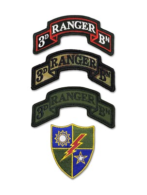 3rd Ranger BN Scroll grouping - 3 scrolls and a 75th unit insignia ...
