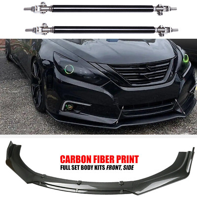 Front Bumper Lip Splitter Spoiler Kit Carbon Fiber For Nissan Altima ...