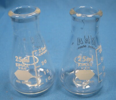 MRA/KIMAX 25 ML ERLENMEYER FLASKS WITH CENTER CUP X2 FREE SHIPPING B | eBay