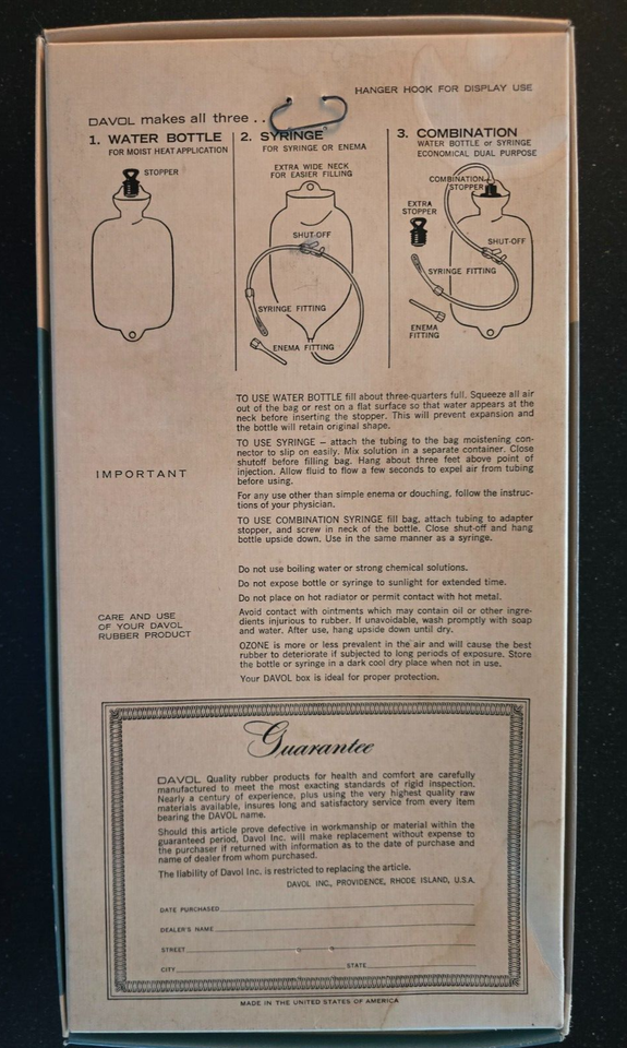 Vintage Davol "Comfy" Brand Rubber Hot Water Bottle, Very Good ...