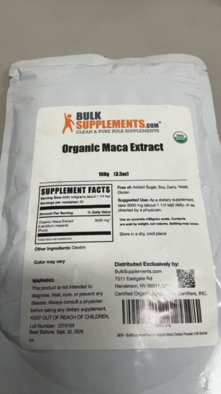 BulkSupplements.com Organic Maca Root Extract Powder | eBay