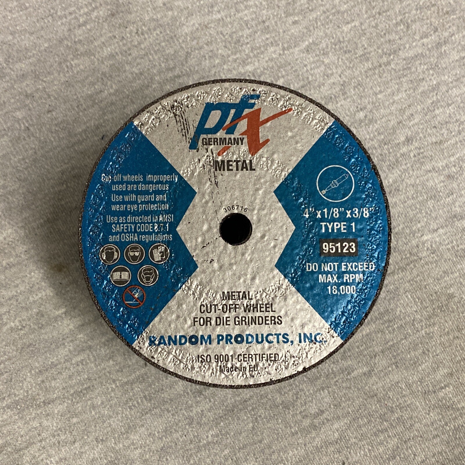 PFX 4" x 1/8" x 3/8" Type 1 Metal Cut Off Wheel for Die Grinders (21 ...