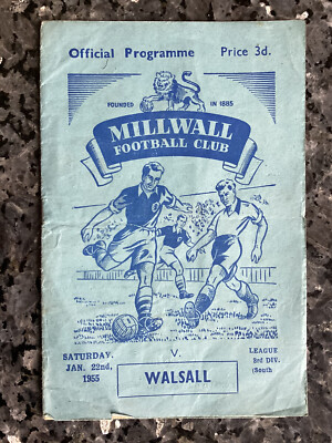 Millwall v Walsall 22nd January 1955 Division 3 South | eBay UK