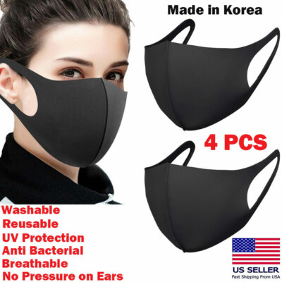 Face Mask Black 3D Span Mask Washable Reusable Stretchable 4pcs- Made ...