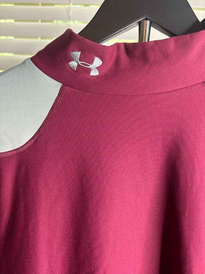 Under Armour 2008 Men's Maroon/Gray Long Sleeve Mock Neck Compression ...