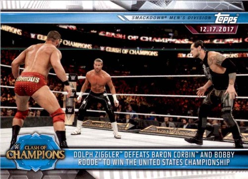 2019 Topps WWE Dolph Ziggler defeats Baron Corbin and Bobby Roode to ...