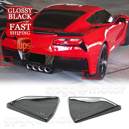For Corvette C7 Stingray 2014-19 Glossy Black Rear Bumper Side Corner ...