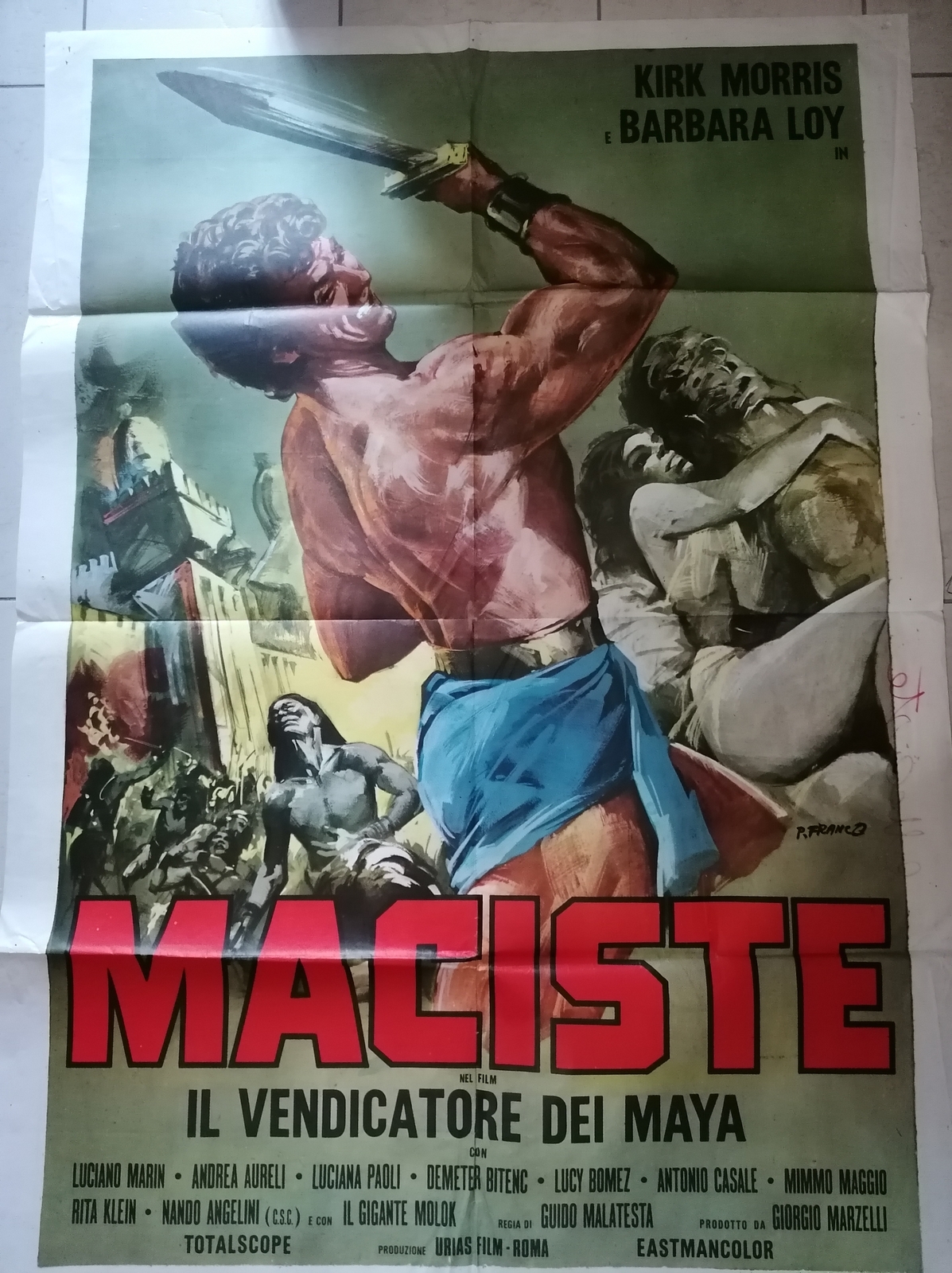 MANIFESTO MACISTE IL VENDICATORE DEI MAYA 1 ED. 1965 100X140 [BAG5-71 ...