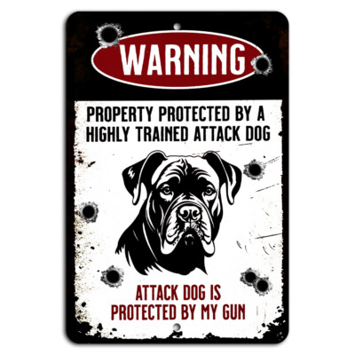 Warning Property Protected by Highly Trained Attack Dog Rustic Sign | eBay