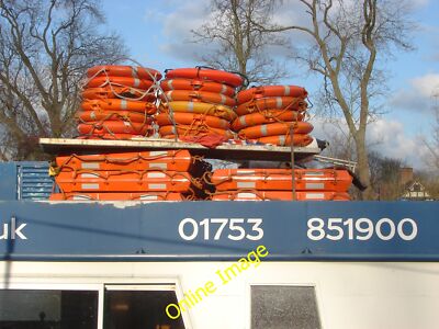 Photo 12x8 Life belts Egham A stack of life belts and rafts on the ...