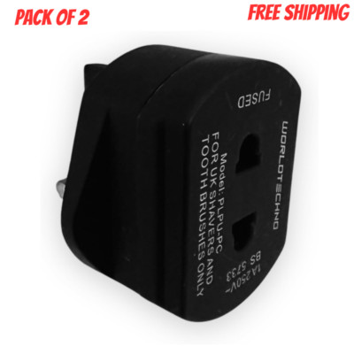 2-Pin To 3-Pin UK Shaver Adapter Plug Socket Converter EU European Euro ...
