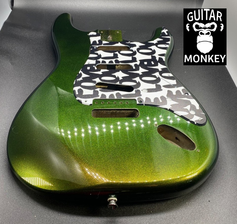 Stunning Metal Flake Chameleon Green 2 Gold Stratocaster Body HSH/SSS ...