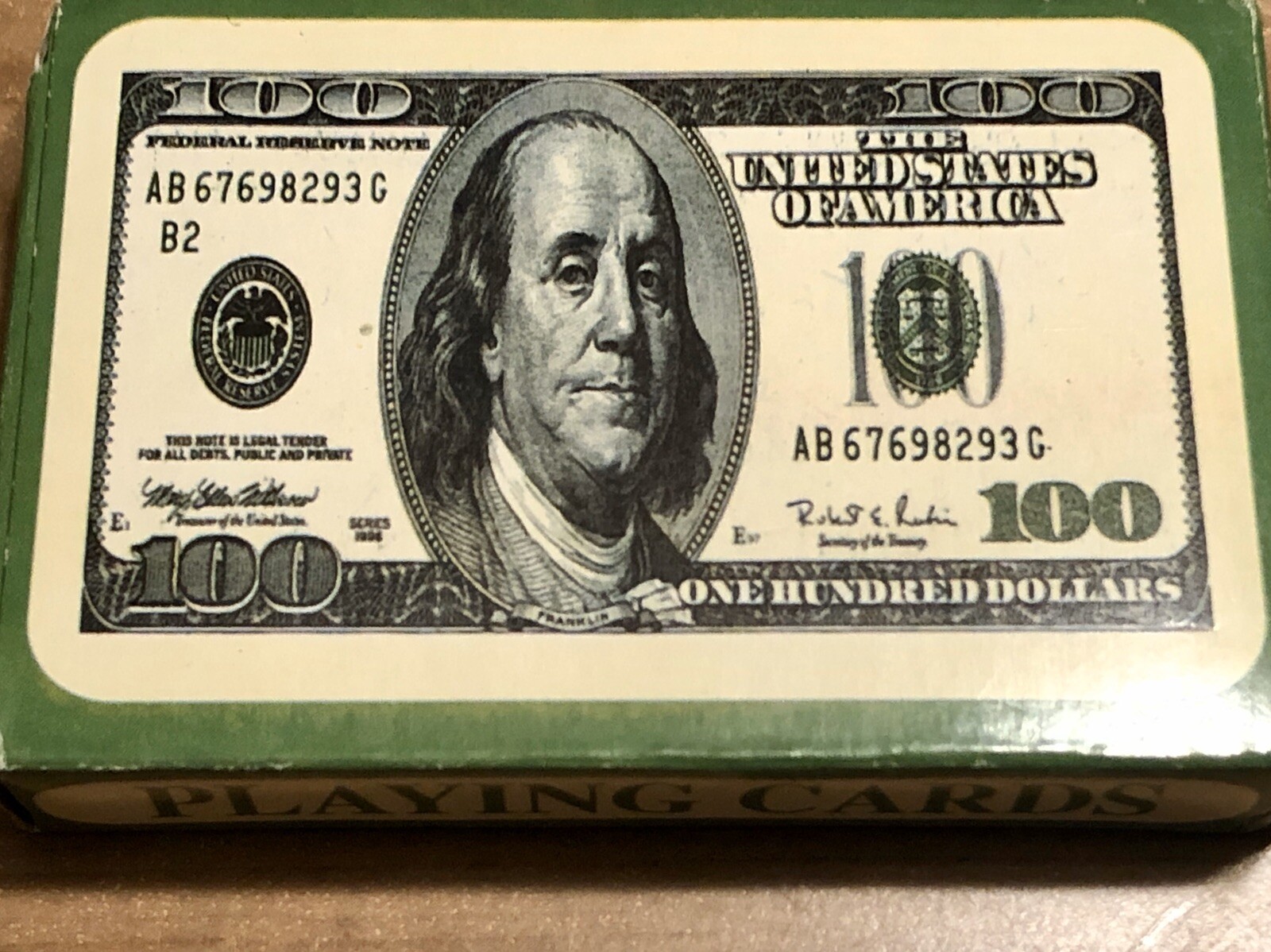 Ben Franklin 100 Dollar Bill Playing Cards Deck - Oriental Trading ...