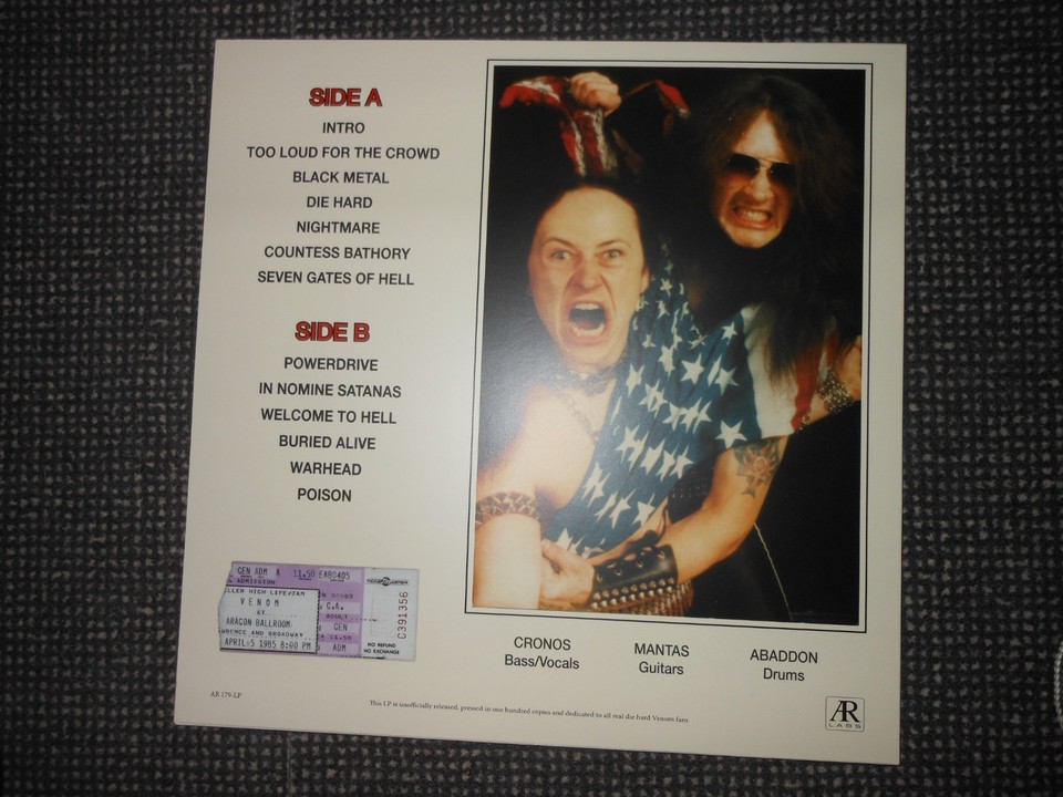 VENOM LP LIVE IN CHICAGO 5 APRIL 1985 ONLY 100 COPIES NEW | eBay