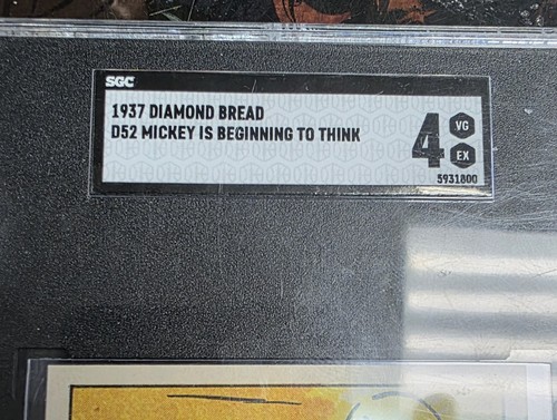 1937 D52 MICKEY MOUSE DIAMOND BREAD PREMIUM CARD SGC GRADED 4 5931800 ...