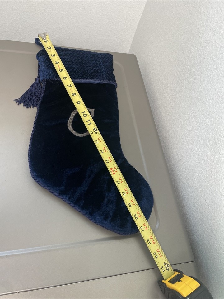 Navy Blue Velvet Christmas Stocking Target Letter C Monogram | eBay