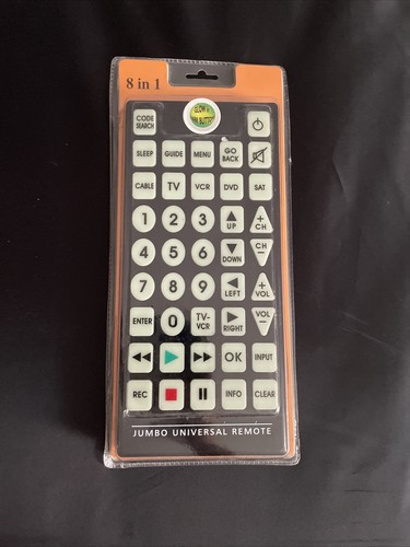 NEW Jumbo Universal Remote Control 8 In 1 QFX Glow in the Dark REM-115 ...