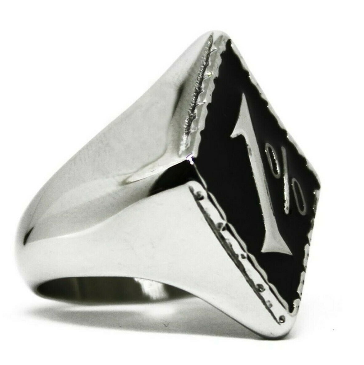 One Percent 1% Outlaw Biker Ring, Stainless Steel Sz 7,8,9,10,11,12,13 ...