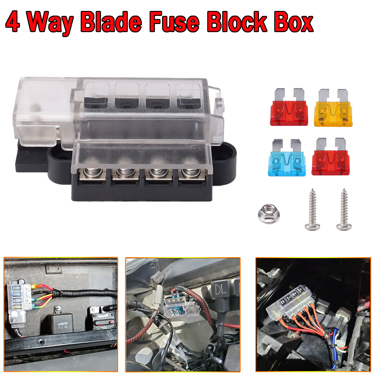 BLUE SEA STANDARD BLADE FUSE HOLDER BOX COMPACT 4 CIRCUIT & COVER AUS ...
