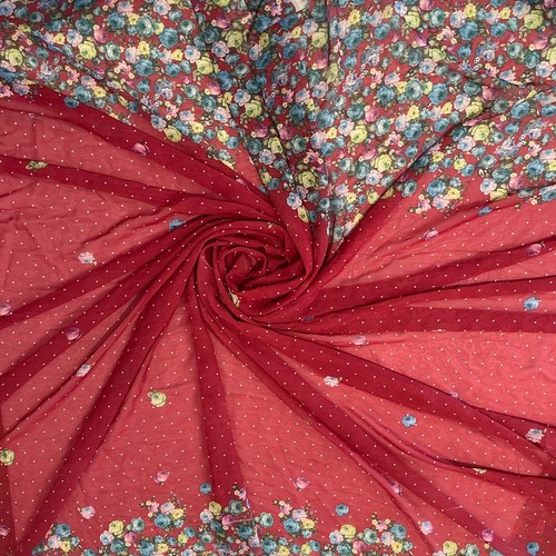 Red Chiffon Floral Print Sheer Polyester Fabric - By the Yard | eBay