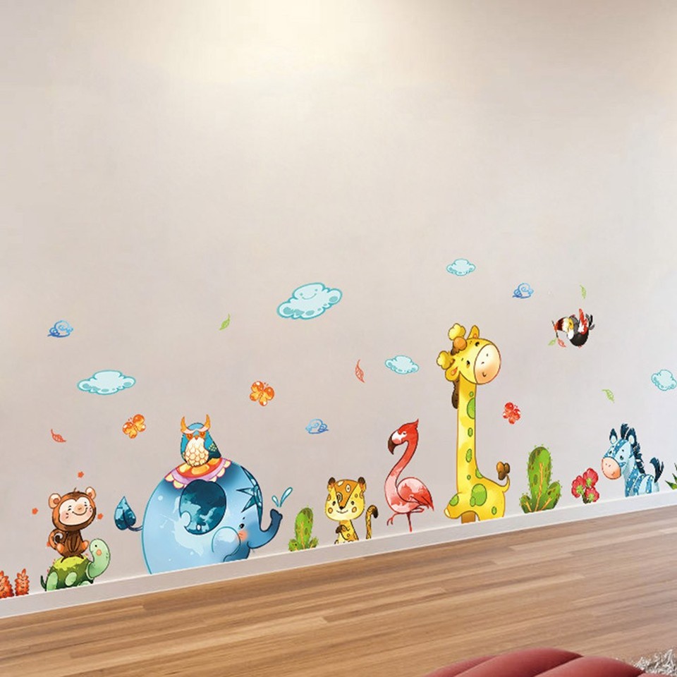Nursery Wall Art Baby Room Animals Stickers Background Decorative | eBay UK