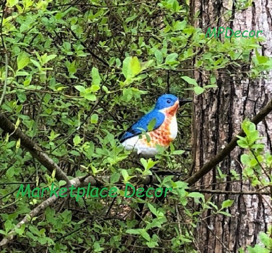 Bluebird Hand Painted Metal Garden Yard Art Sculpture Blue Bird ...