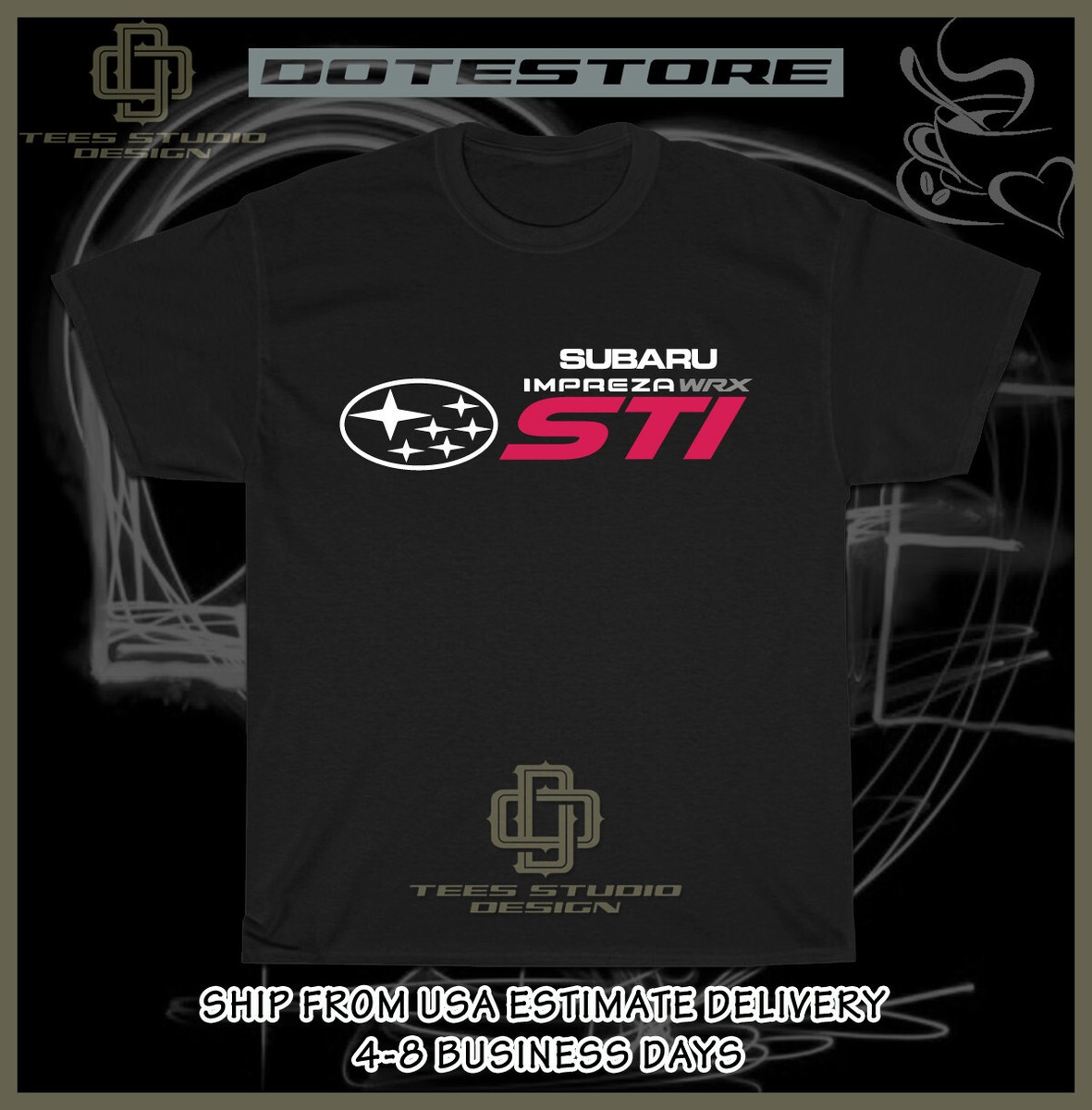 Sti T Shirt Subaru STI T Shirt With Logo And All Over Printed Picture