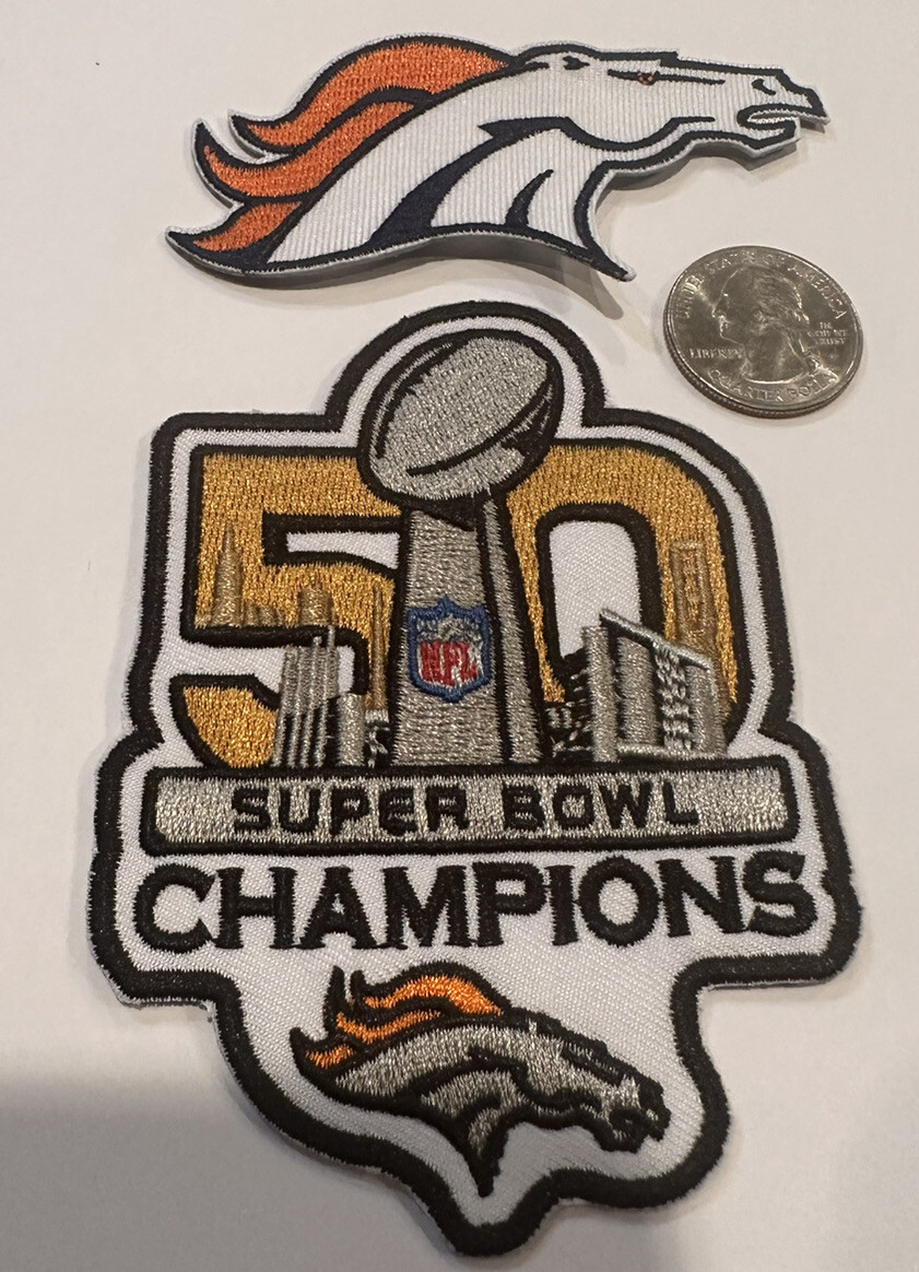 (2) DENVER BRONCOS VINTAGE STYLE EMBROIDERED IRON ON PATCHES 4”x 2” & 4 ...
