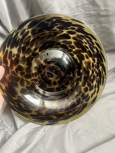 Vintage Tortoise Shell Art Glass Amber Hand Blown Bowl | eBay