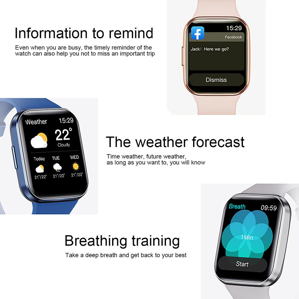 Smart Watch Men Women Fitness Tracker Heart Rate Watches for iPhone ...