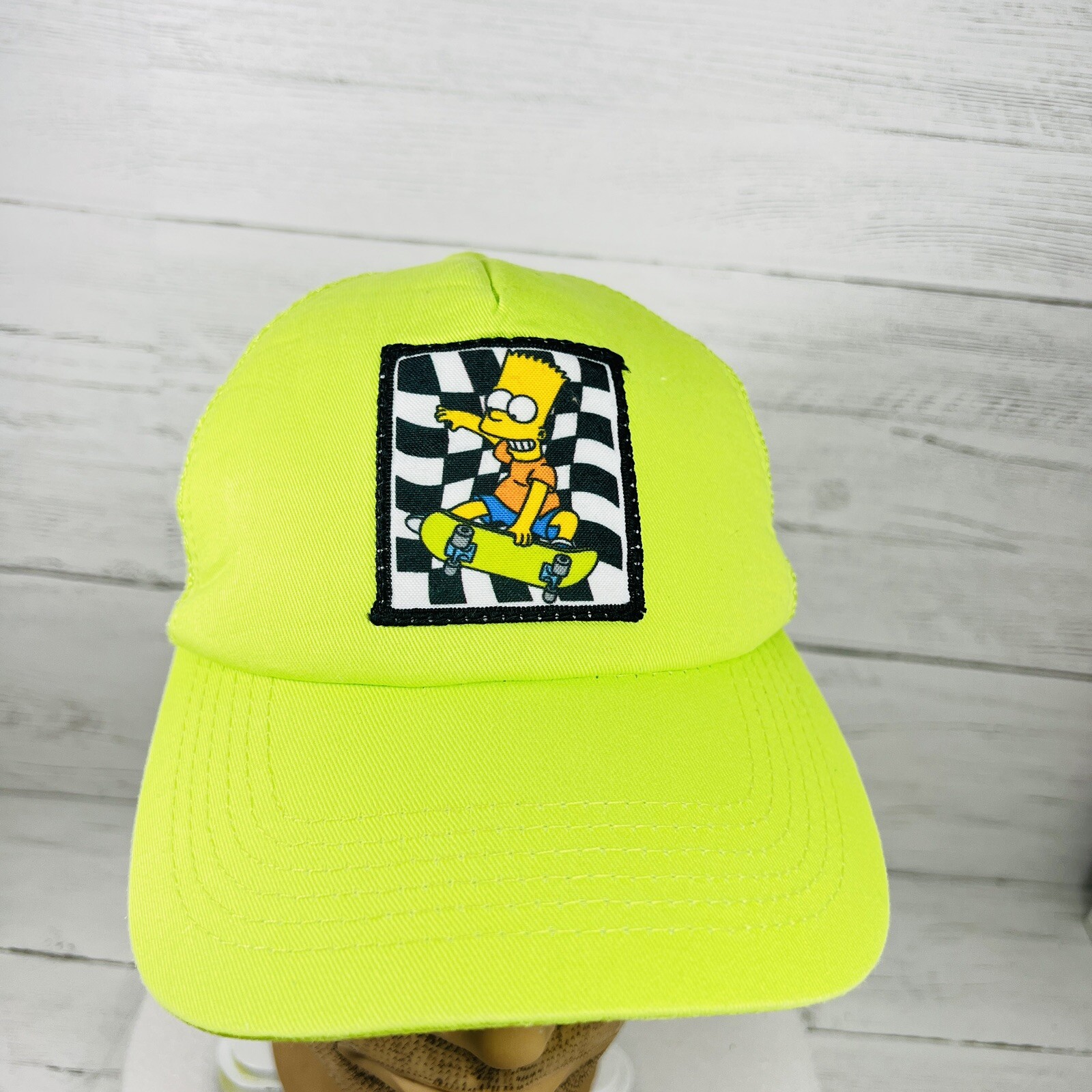 Bart Simpson Skateboard Baseball Hat Cap Front Checke… - Gem