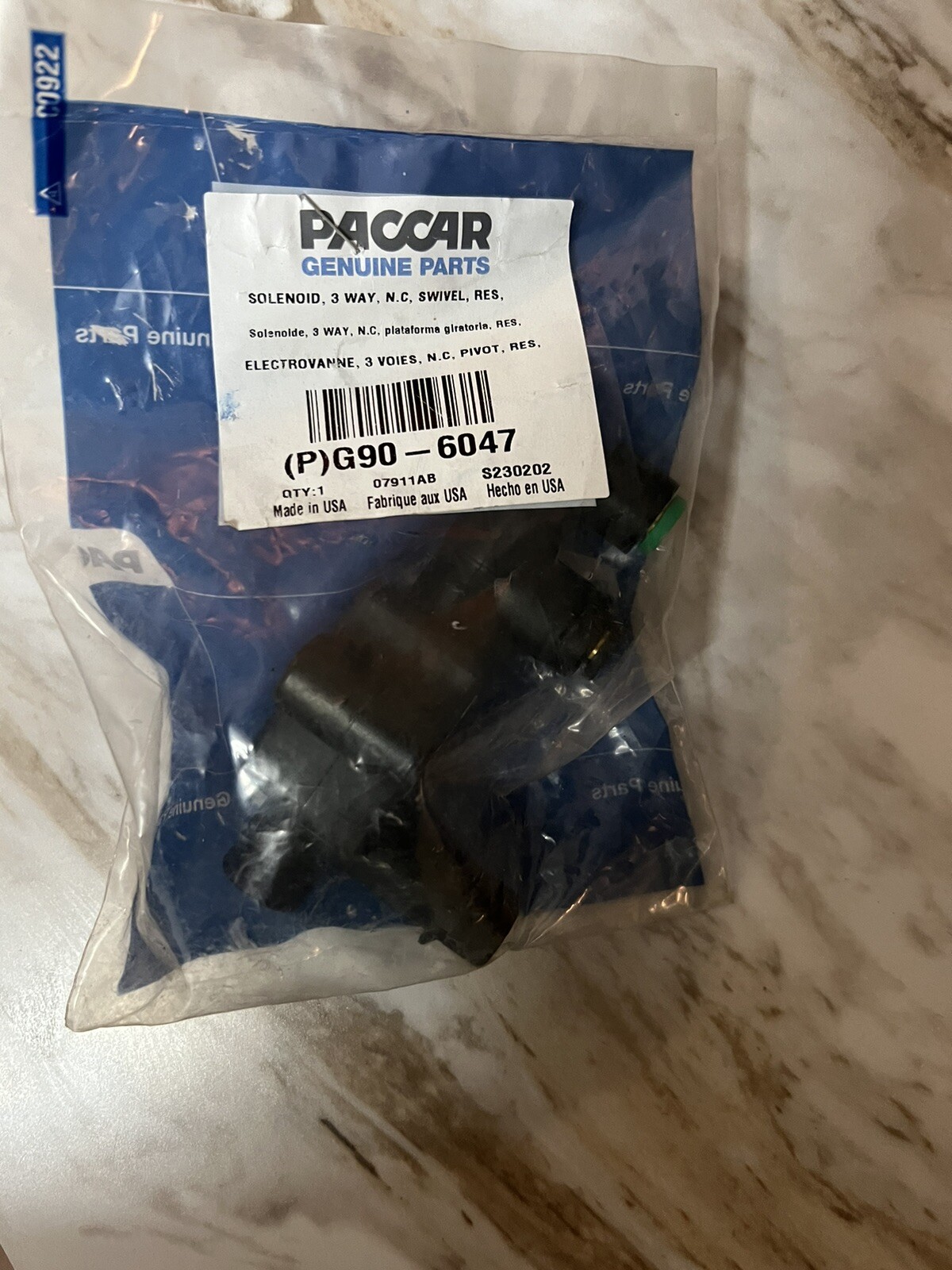 (P) G90-6047 GENUINE PACCAR VALVE - SOLENOID NORMALLY CLOSED OEM - NEW ...