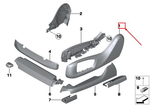 NEW BMW 5 TOURING G31 FRONT OUTER LEFT SEAT TRIM 52107405723 ORIGINAL ...