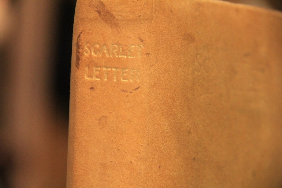 Nathaniel Hawthorne, The Scarlet Letter, very old, soft-leather bound ...