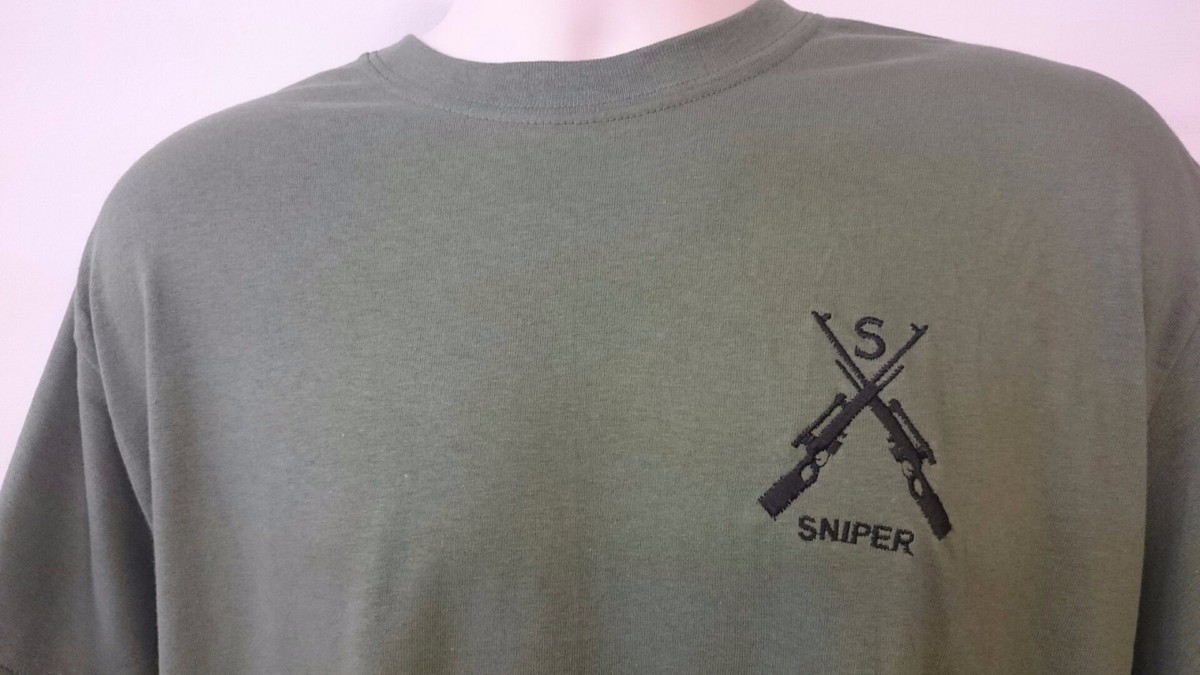 Military Sniper T Shirts Dryfit R/N Sniper T Shirts Black And Green