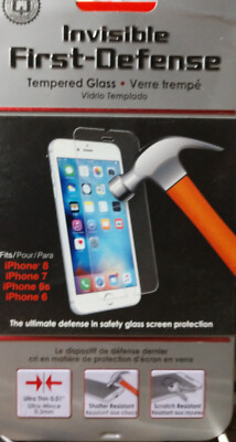 Invisible First-Defense Tempered Glass Phone Protector iPhone 6 6s 7 8 ...