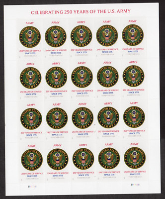 USPS US Army 250th Anniversary Sheet of 20 Forever Stamps - MNH (6010a ...